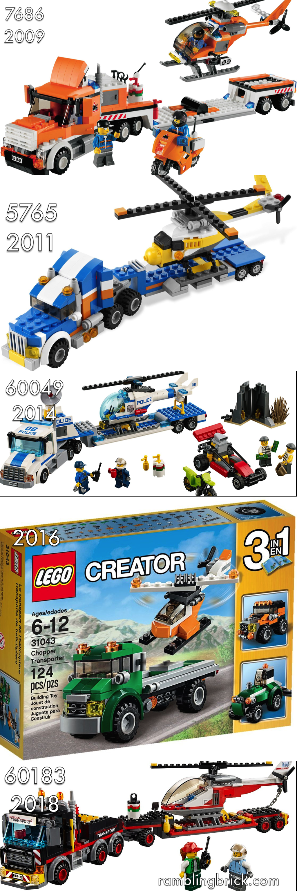 Thirty Years of LEGO® Helicopter Transporters [Review 6357 vs 60183 ...